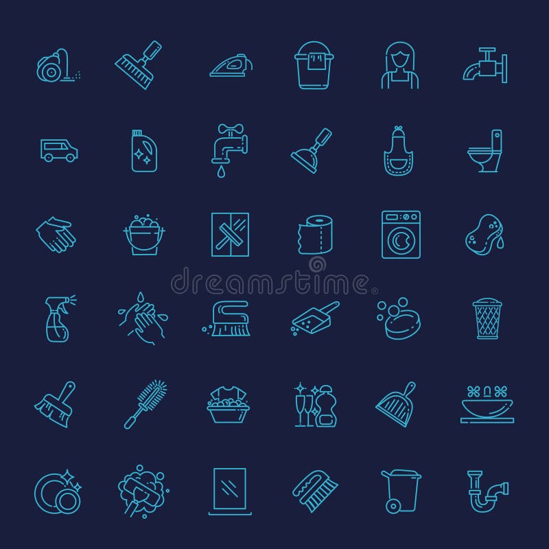 Cleaning icons set stock vector. Illustration of maid - 45494141