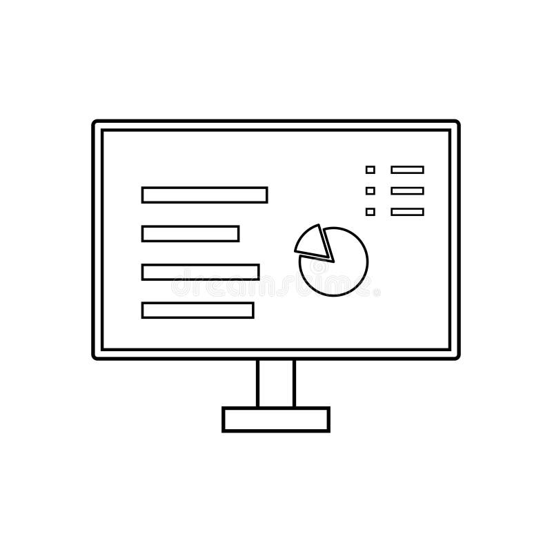 Vector Outline Computer Screen with Data. Vector Outline Compute Stock ...