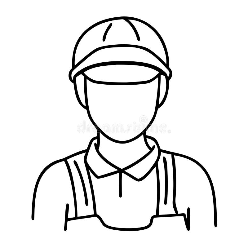 Vector Outline Construction Worker for Safety and Industry Design Stock ...