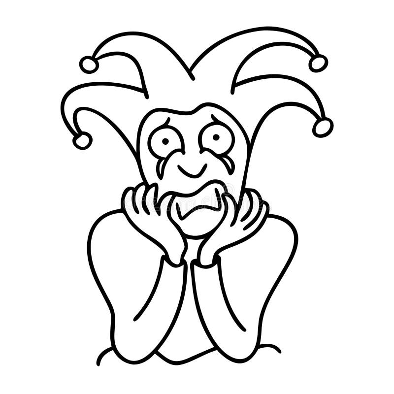 Vector Outline of Crying Jester Face Perfect for Coloring Books and Art ...