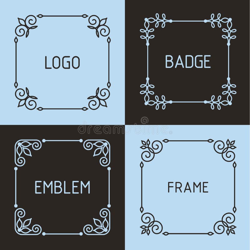 Vector Outline Frames and Badges. Stock Vector - Illustration of ...