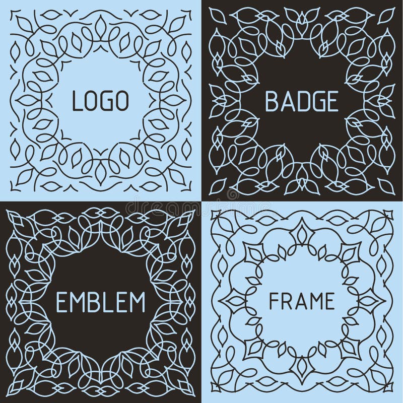 Vector Outline Frames and Badges. Stock Vector - Illustration of ...