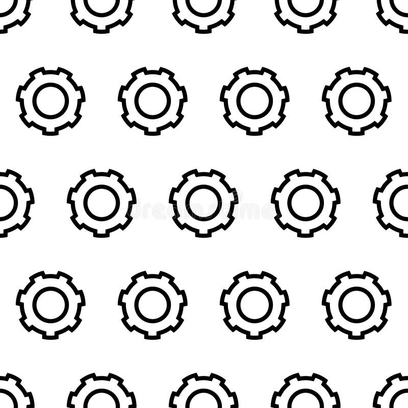 Vector Outline Gear Icon Seamless Pattern. Initiator Cog, Machine Gear ...