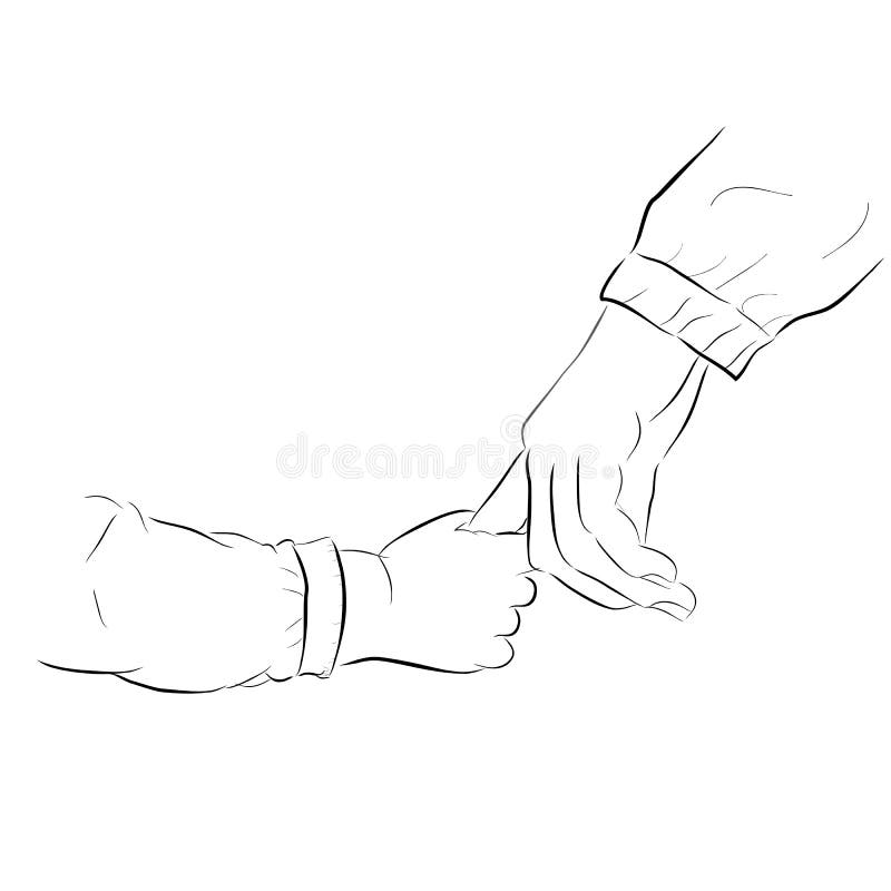Outline Hand Draw Sketch, Adult Hand and Baby Hand Stock Vector ... Outline Hand Draw Sketch, Adult Hand and Baby Hand Stock Vector ...