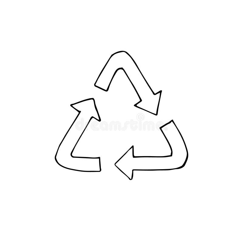 Vector Outline Hand Drawn Sketch Recycle Symbol Stock Illustration ...