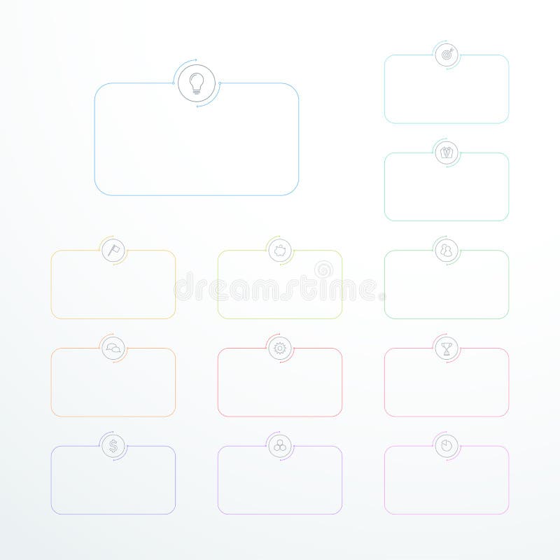 Vector Outline Horizontal Text Boxes with Modern Icons Stock Vector ...
