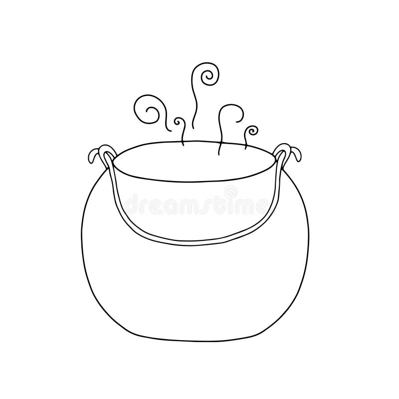 Vector Outline Illustration of Witch Cauldron for Cooking a Magic ...