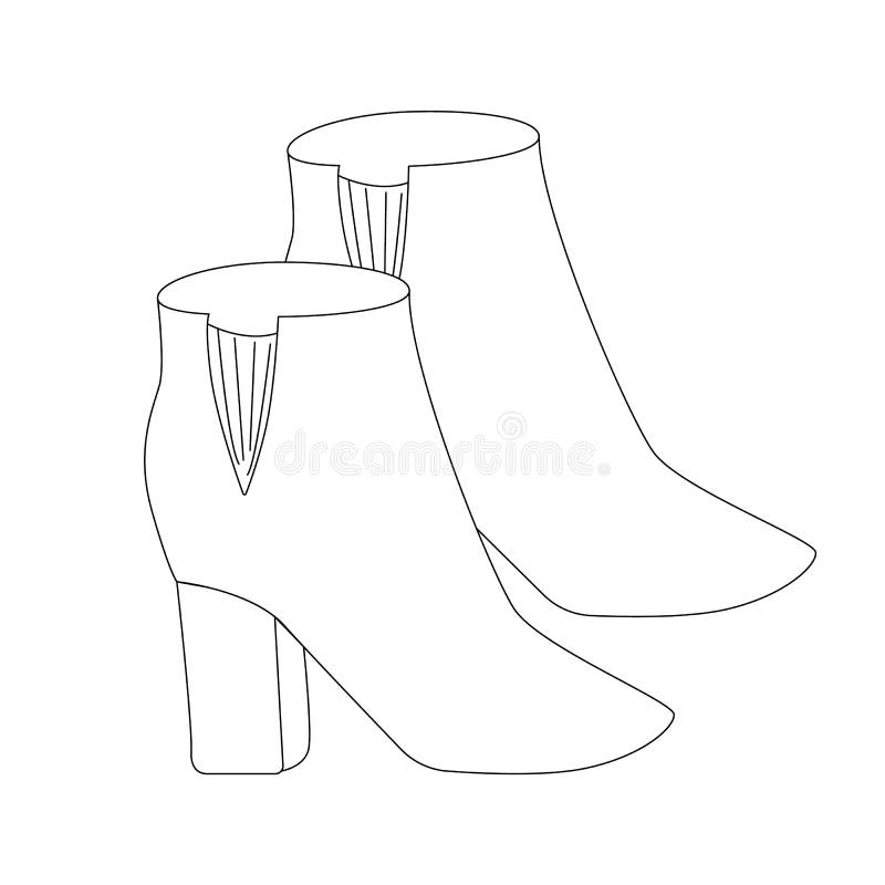 Vector Outline Image of Ankle Boots. Stock Illustration - Illustration ...