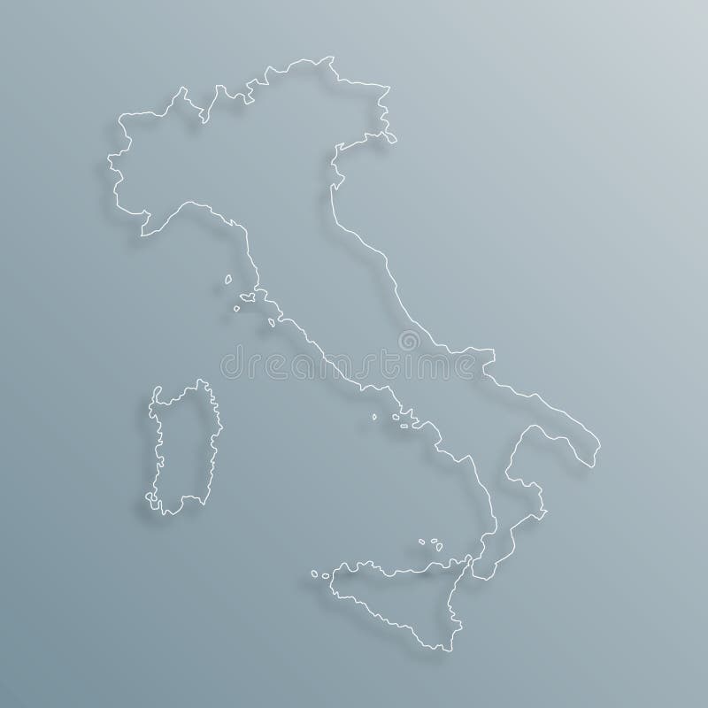 Vector Outline Map of Italy with Shadow Stock Vector - Illustration of ...