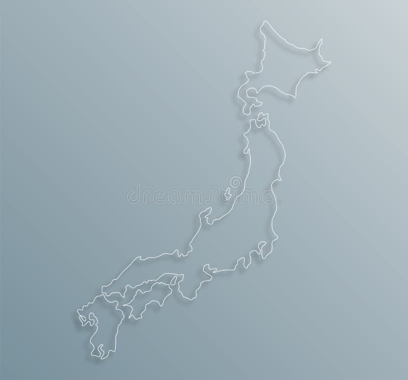 Vector Outline Map of Japan with Shadow Stock Vector - Illustration of ...