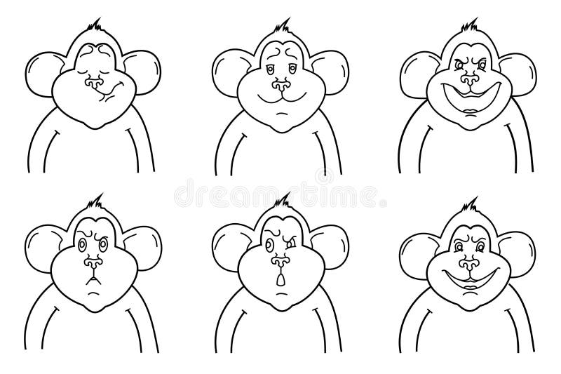 Vector outline of monkeys stock vector. Illustration of mammal - 41510319