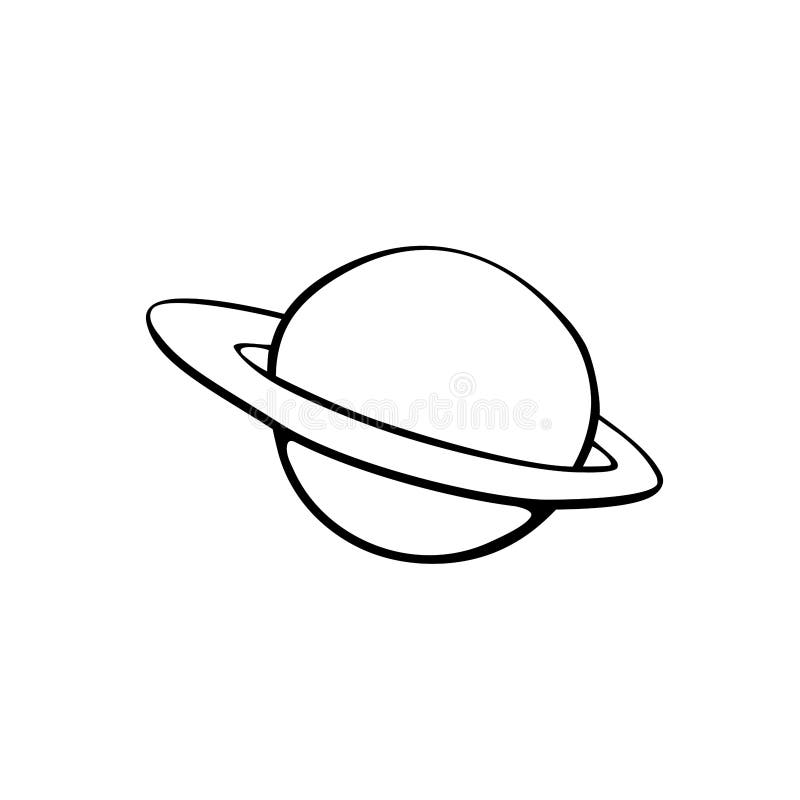 Vector Outline Saturn, Planet, Satellite, Space Object. Simple Design ...