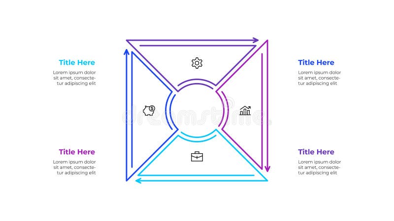 Vector Outline Square Diagram Divided into 4 Options, Steps or ...