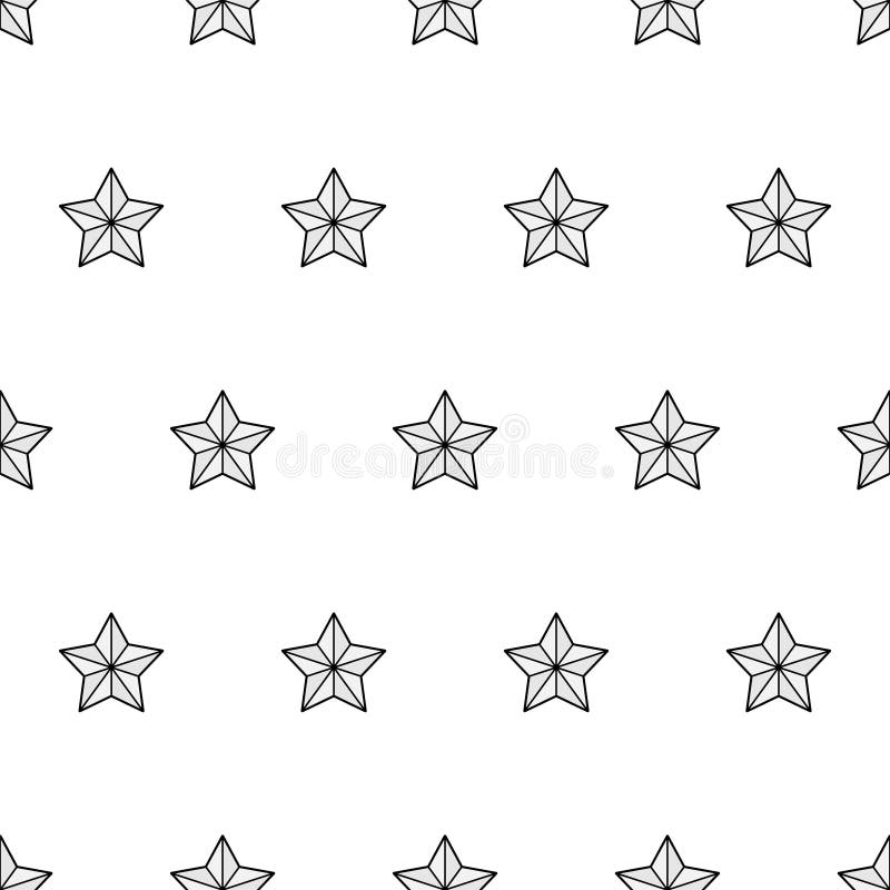 Vector Outline Star Shape Icon Seamless Pattern Isolated on a White ...