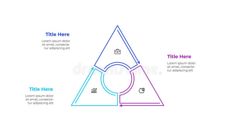 Vector Outline Triangle Diagram Divided into 3 Options, Steps or ...