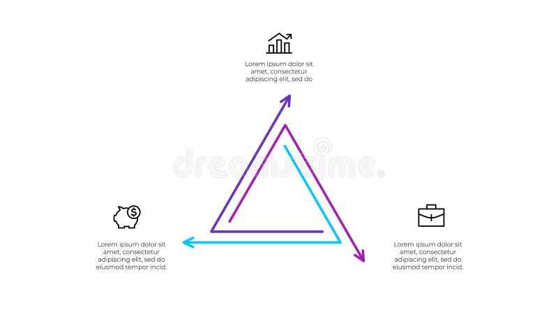Vector Outline Triangle Infographic Cycle Diagram with 3 Options, Steps ...