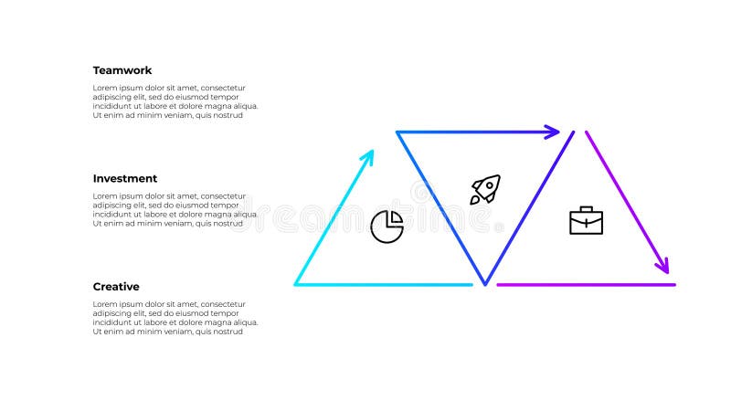 Vector Outline Triangles with 3 Steps or Options. Concept of Timeline ...
