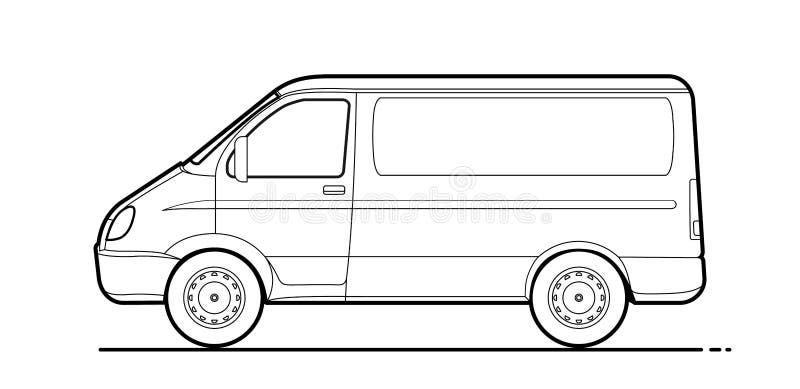 Vector Outline Van, Lorry, Side View. Empty Van Template for ...