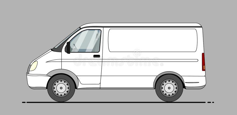 Vector Outline Van, Lorry, Side View. White Empty Van Template for ...