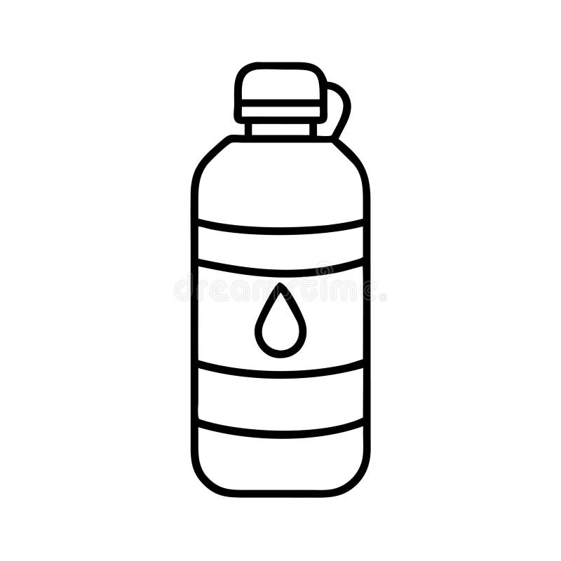 Vector Outline Water Bottle with Droplet Design for Hydration Concepts ...