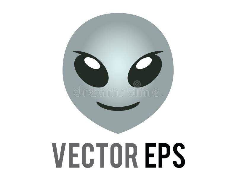 Vector Oval, Bare Head of Gray Alien Icon with Black Eyes, Smile Stock ...