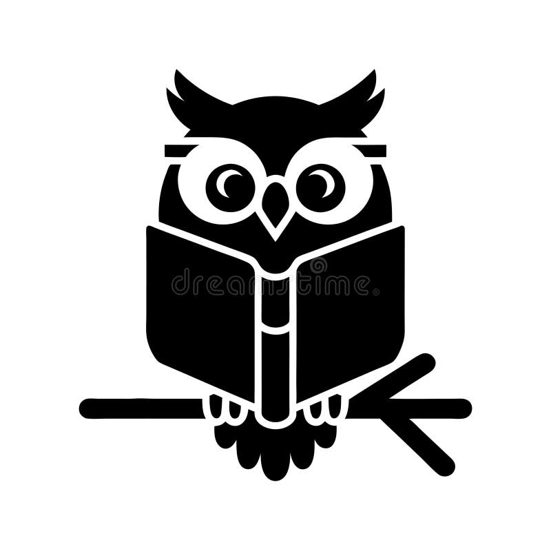 Vector Owl Reading Book on Branch Symbolizing Wisdom Education Learning ...