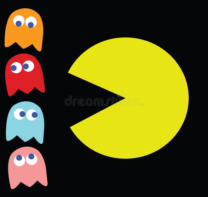 Pac-Man with His Enemies Vintage Game Theme Editorial Stock Image ...