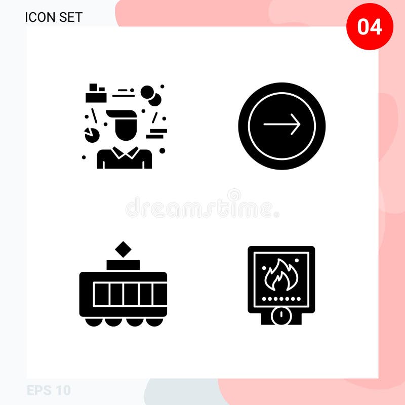 Vector Pack of 4 Icons in Solid Style. Creative Glyph Pack Isolated on ...