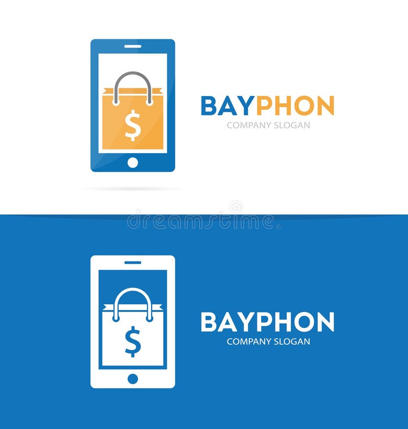 Vector Package and Phone Logo Combination. Shop and Mobile Symbol or ...