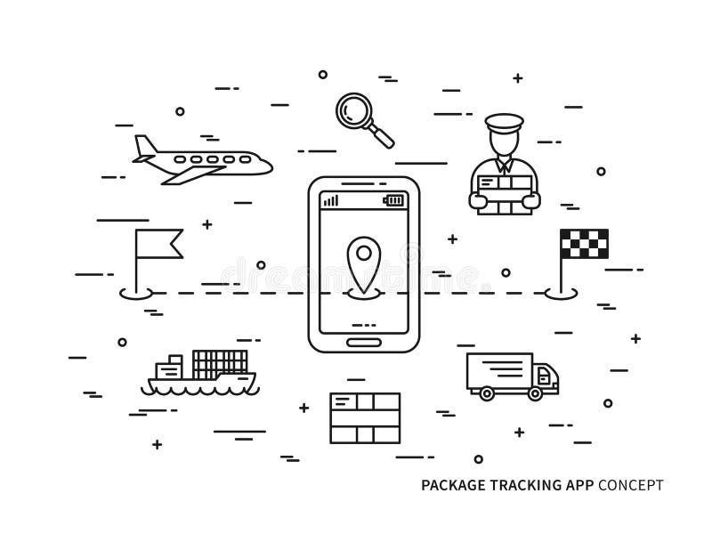 Vector Package Tracking Linear Illustration Stock Vector - Illustration ...