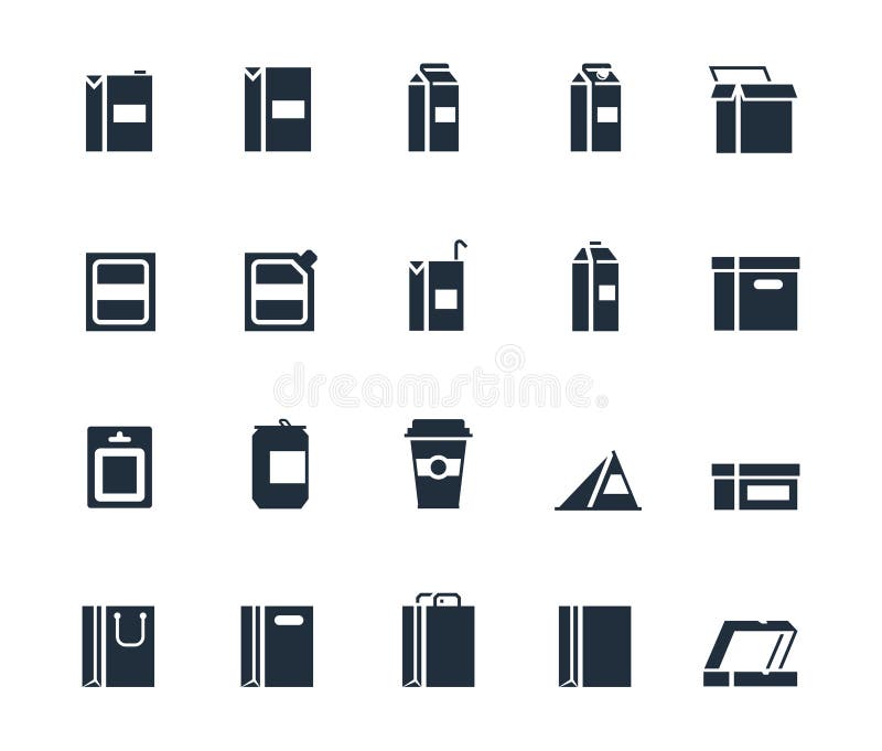 Package types icon set stock vector. Illustration of pizza - 164476519