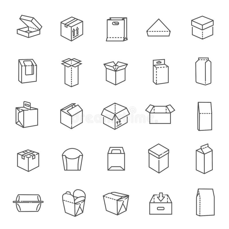 Vector Package Types Icon Set in Thin Line Style Stock Vector ...