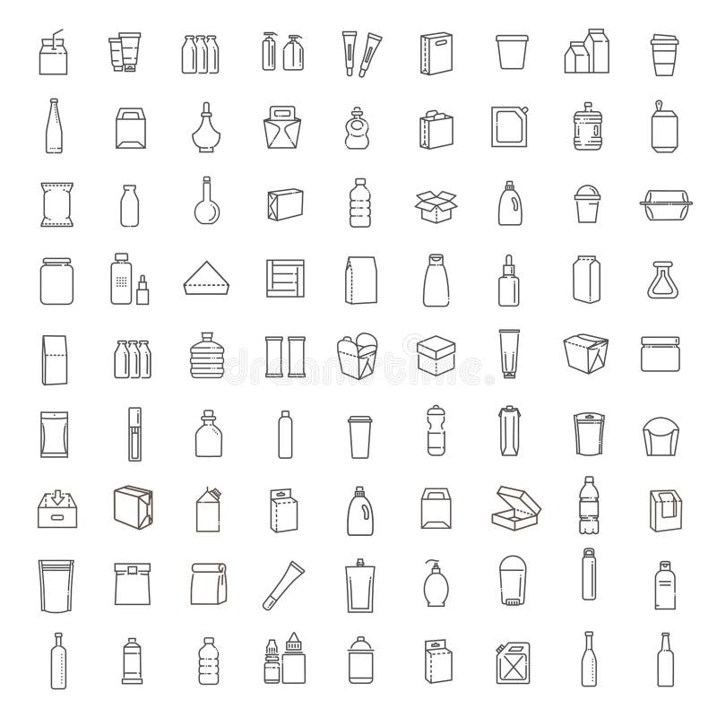 Vector Package Types Icon Set in Thin Line Style Stock Vector ...