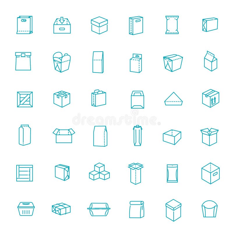 Vector Package Types Icon Set in Thin Line Style Stock Vector ...