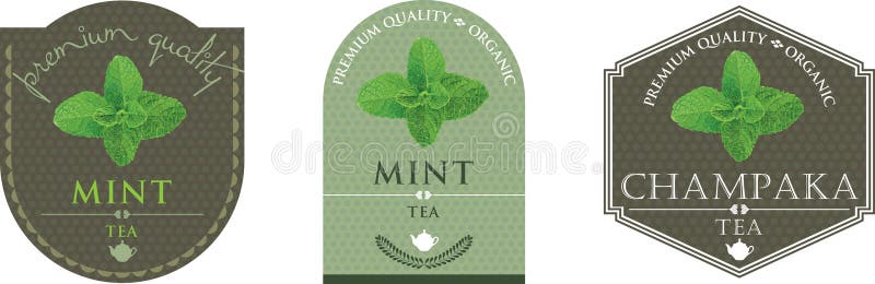 Vector of Packaging Herbal Mint Tea, Label, Banner, Identity, Branding ...