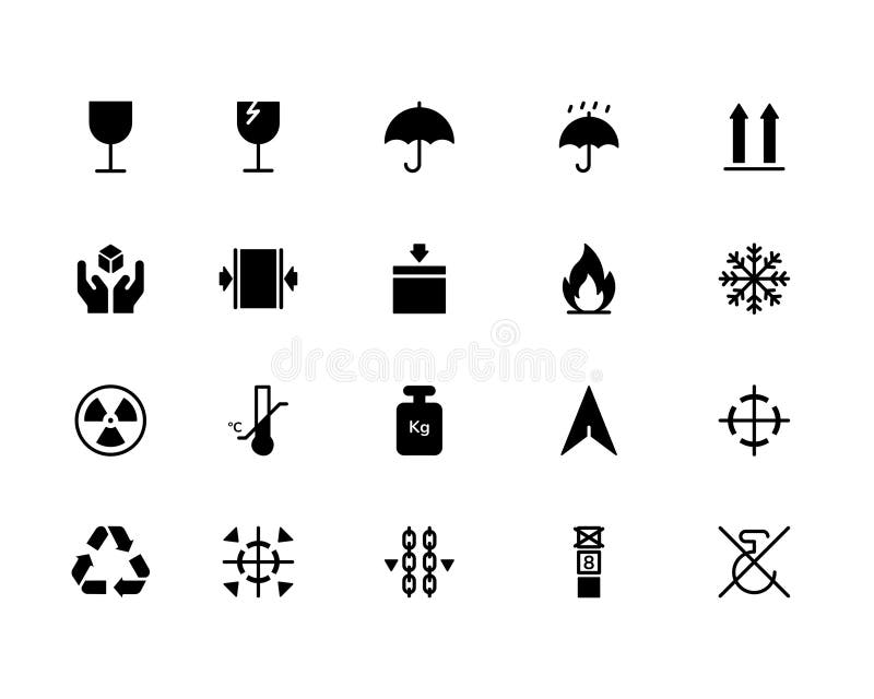 Vector Packaging Symbols Set on White Background. Stock Vector ...