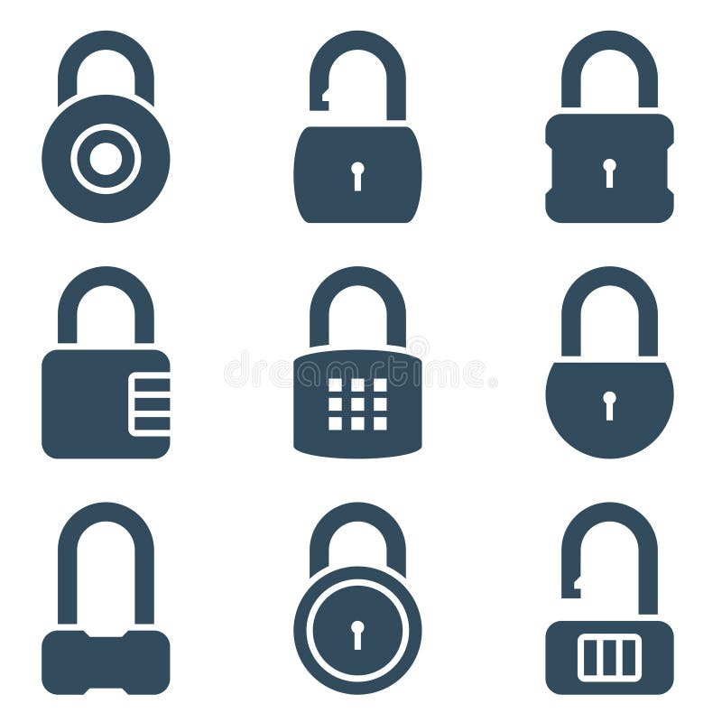 Vector padlock icon set stock vector. Illustration of vector - 75244951