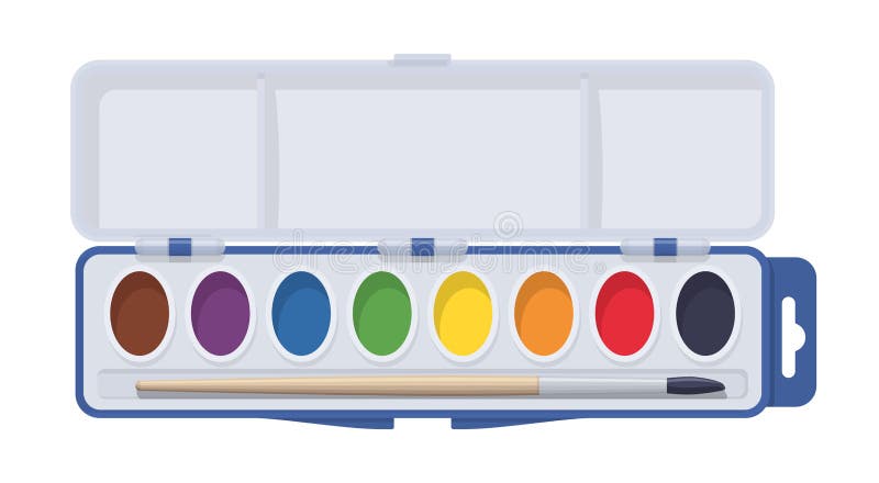 Vector Paint Box. Watercolor Paints Brush Stock Vector - Illustration ...