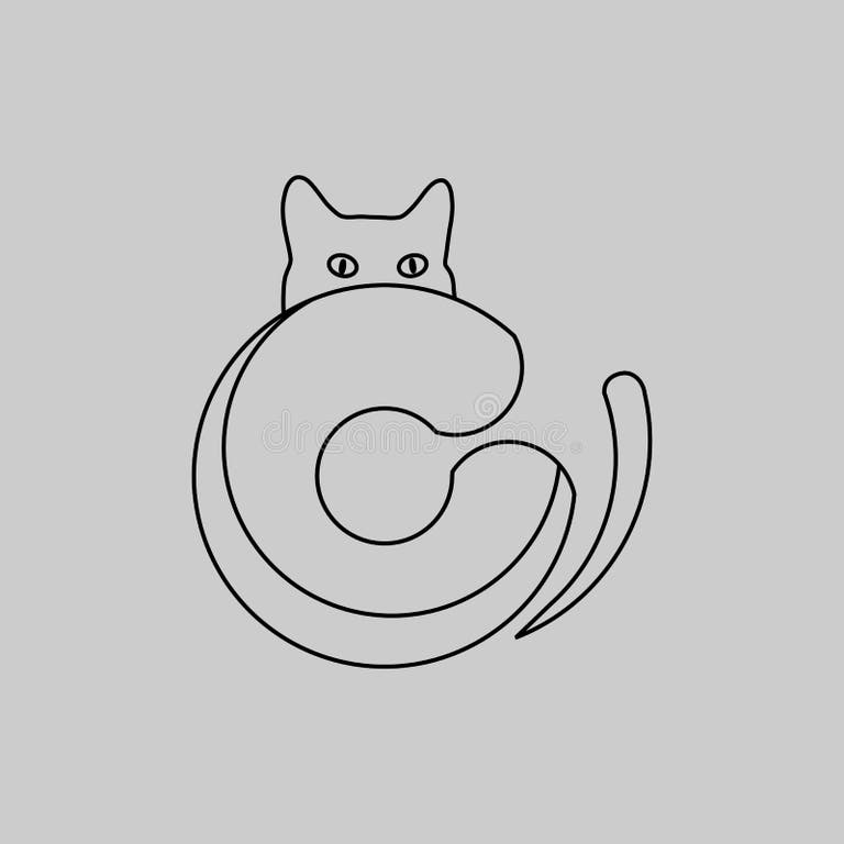 Cat and letter c vector stock vector. Illustration of concept - 222442054