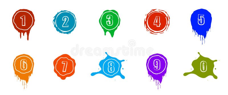 Vector Paint Splashes with Numbers. Color Stock Vector - Illustration ...