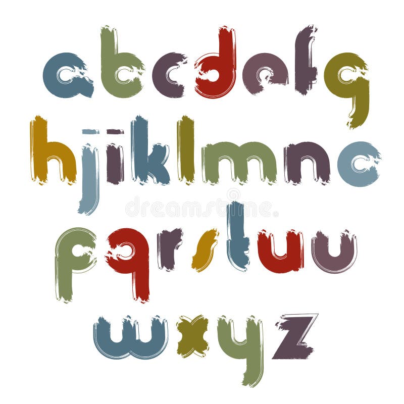 Vector Painted Alphabet Letters Set, Hand-drawn Colorful Script, Stock ...