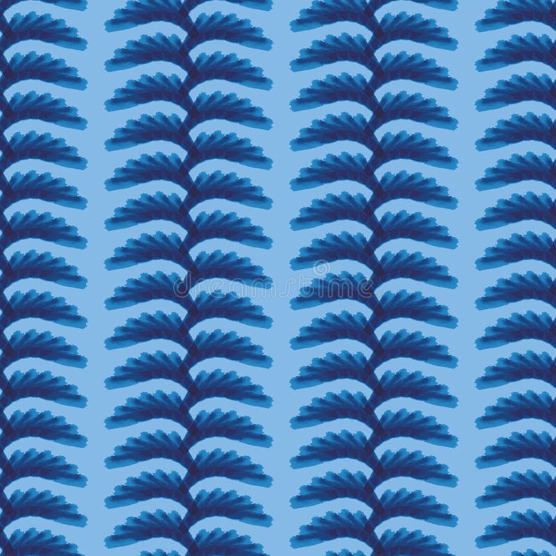 Vector Painted Blue Leaves Folk Seamless Pattern Stock Vector ...