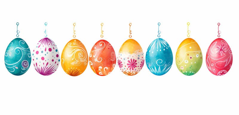 Vector Painted Easter Eggs Png. Hanging Eggs Png Stock Illustration - Illustration of water ...