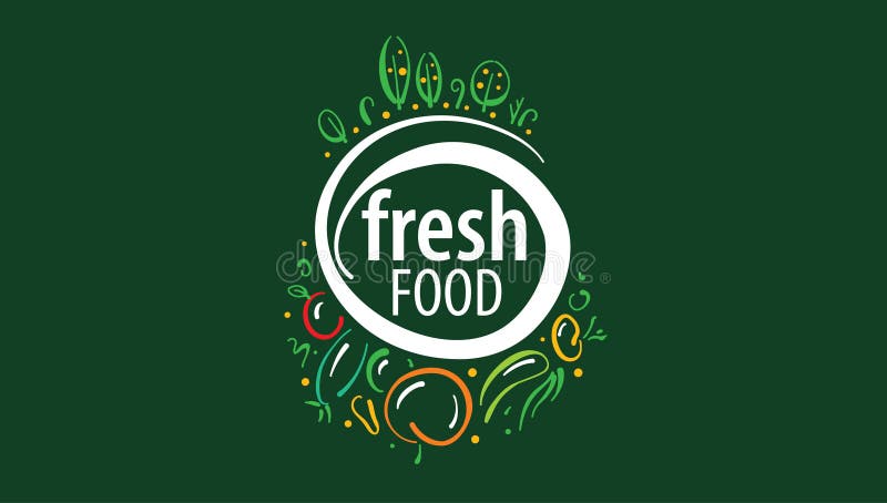 Vector Painted Emblem with the Inscription Fresh Food Stock ...