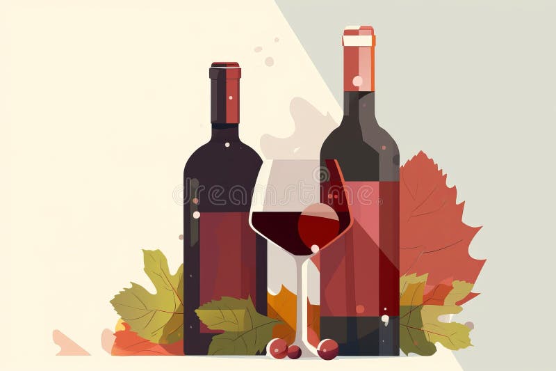 Vector Painting Visualization of Wine Glasses. Generative Ai Stock ...