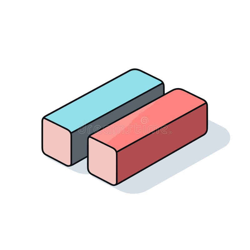 Vector of a Pair of Erasers Stacked on Top of Each Other Stock Vector ...