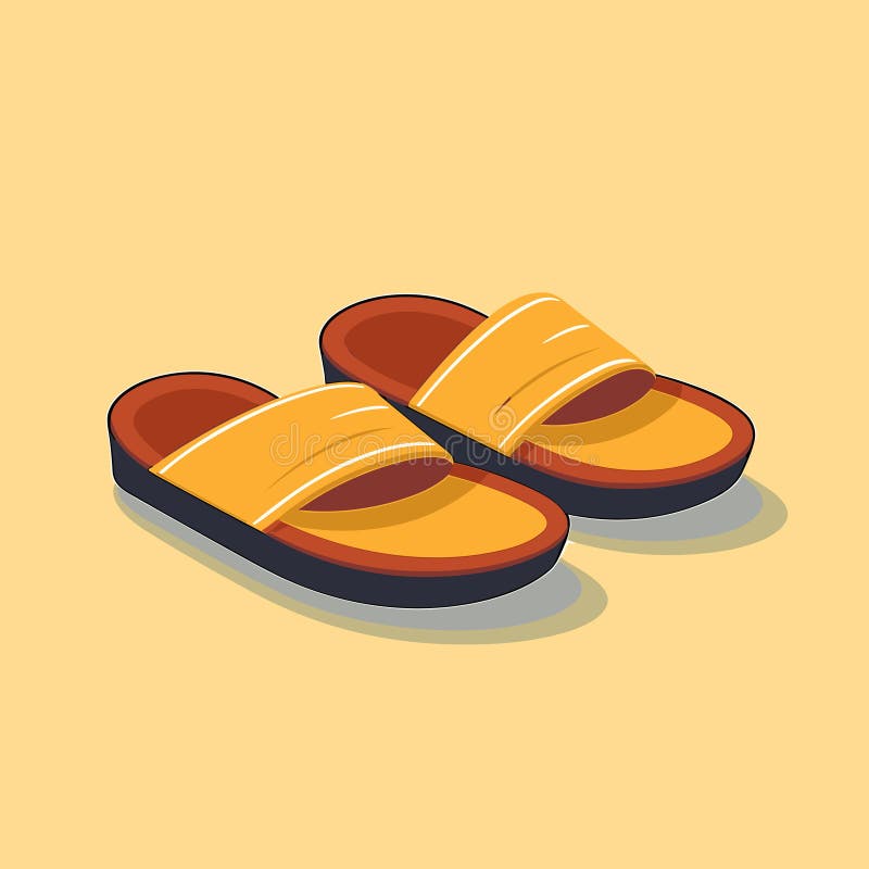 Vector of a Pair of Slippers on a Yellow Floor Stock Vector ...