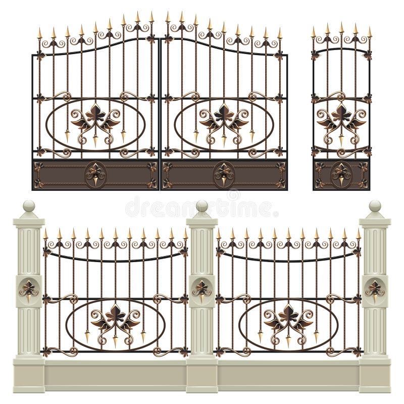Vector Palace Gate with Fence Stock Vector - Illustration of enclosure ...