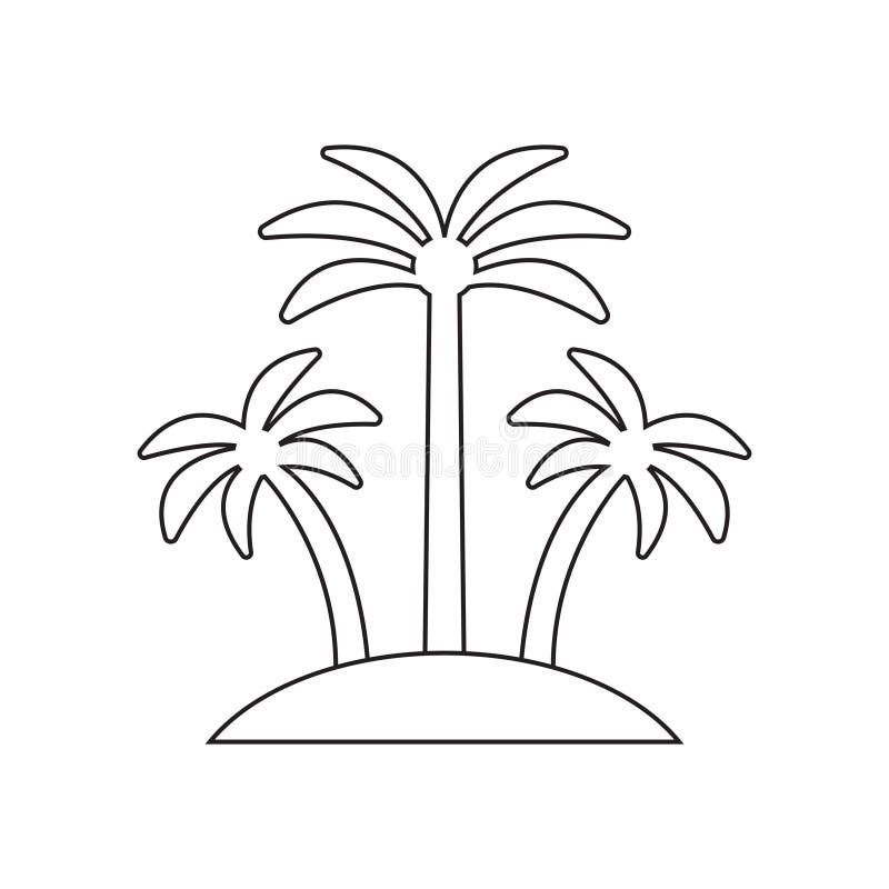 Vector Palm Tree Icon Outline Stock Vector - Illustration of ocean ...