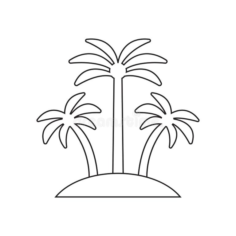 Vector Palm Tree Icon Outline Stock Vector - Illustration of ocean ...